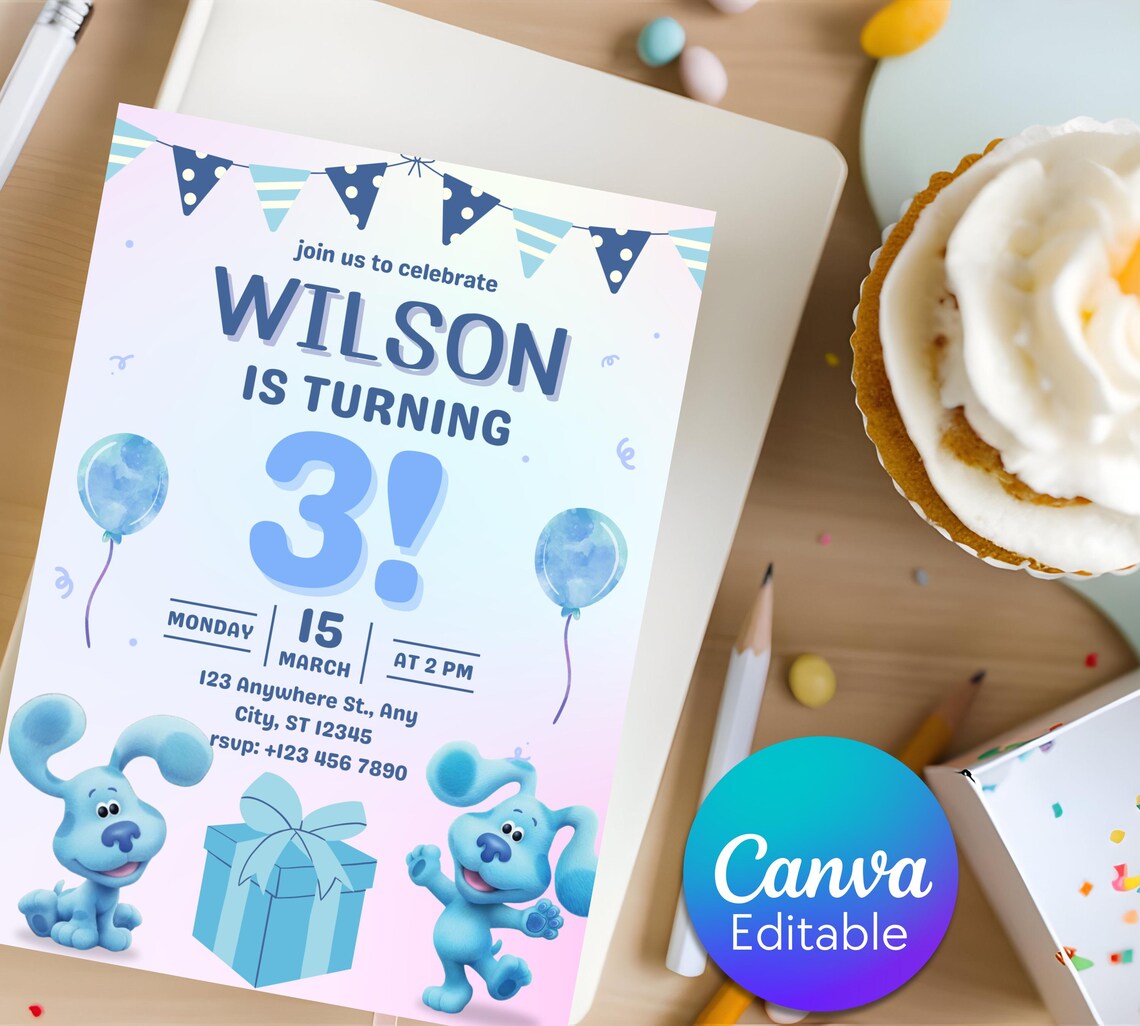 Printable Blue Clues Birthday Invitation: Editable Template (digital ...