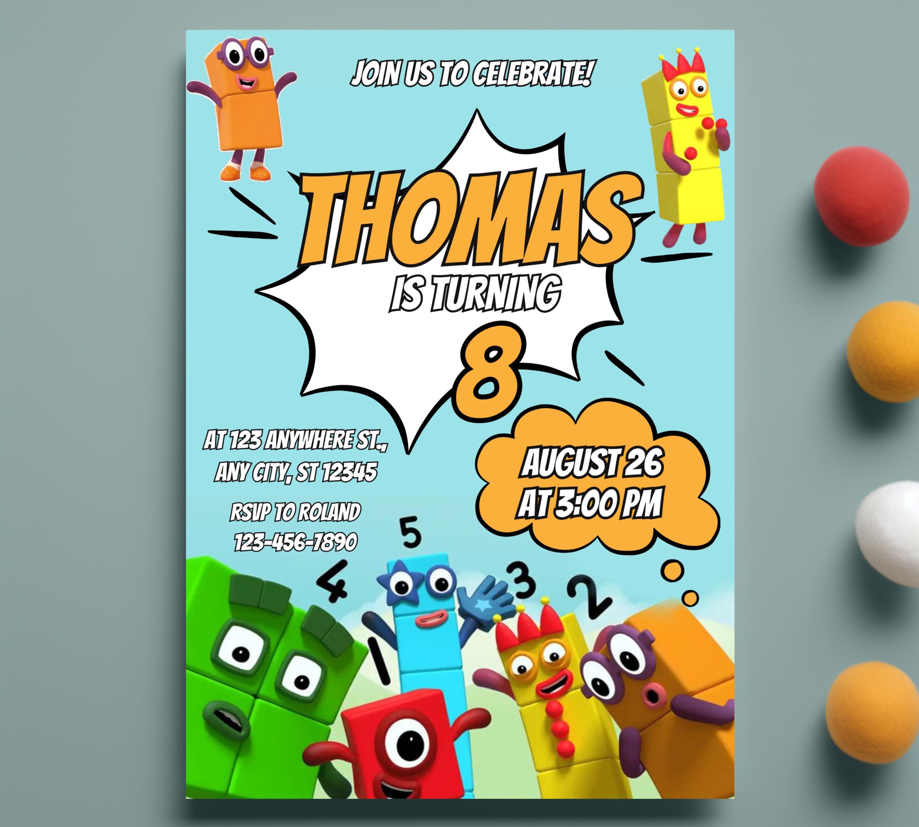 Editable Numberblocks Birthday Invitation, Number Blocks Kids Party ...