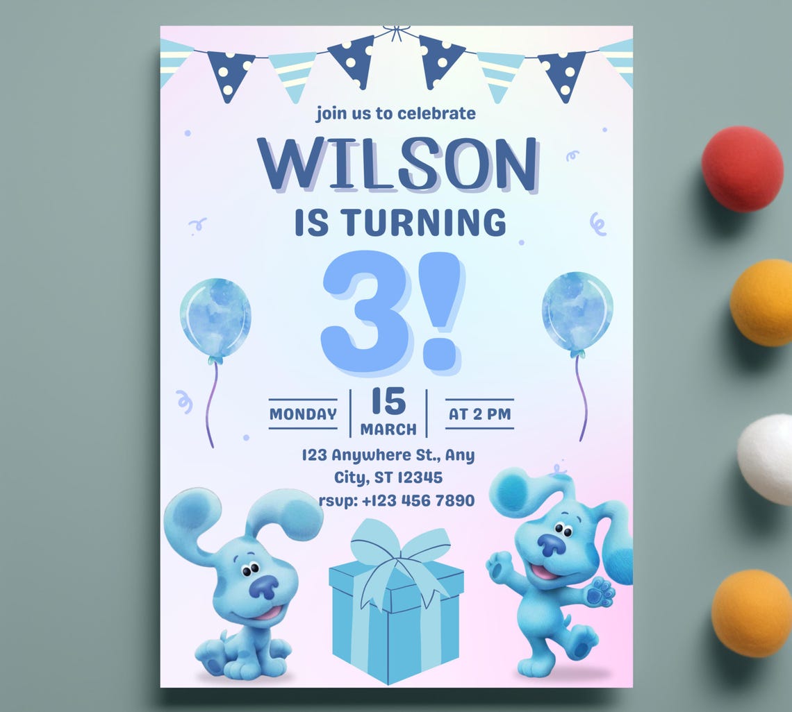 Printable Blue Clues Birthday Invitation: Editable Template (digital ...