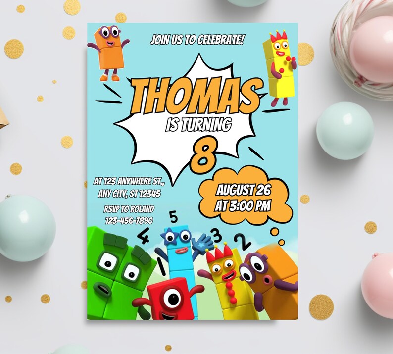 Editable Numberblocks Birthday Invitation, Number Blocks Kids Party ...