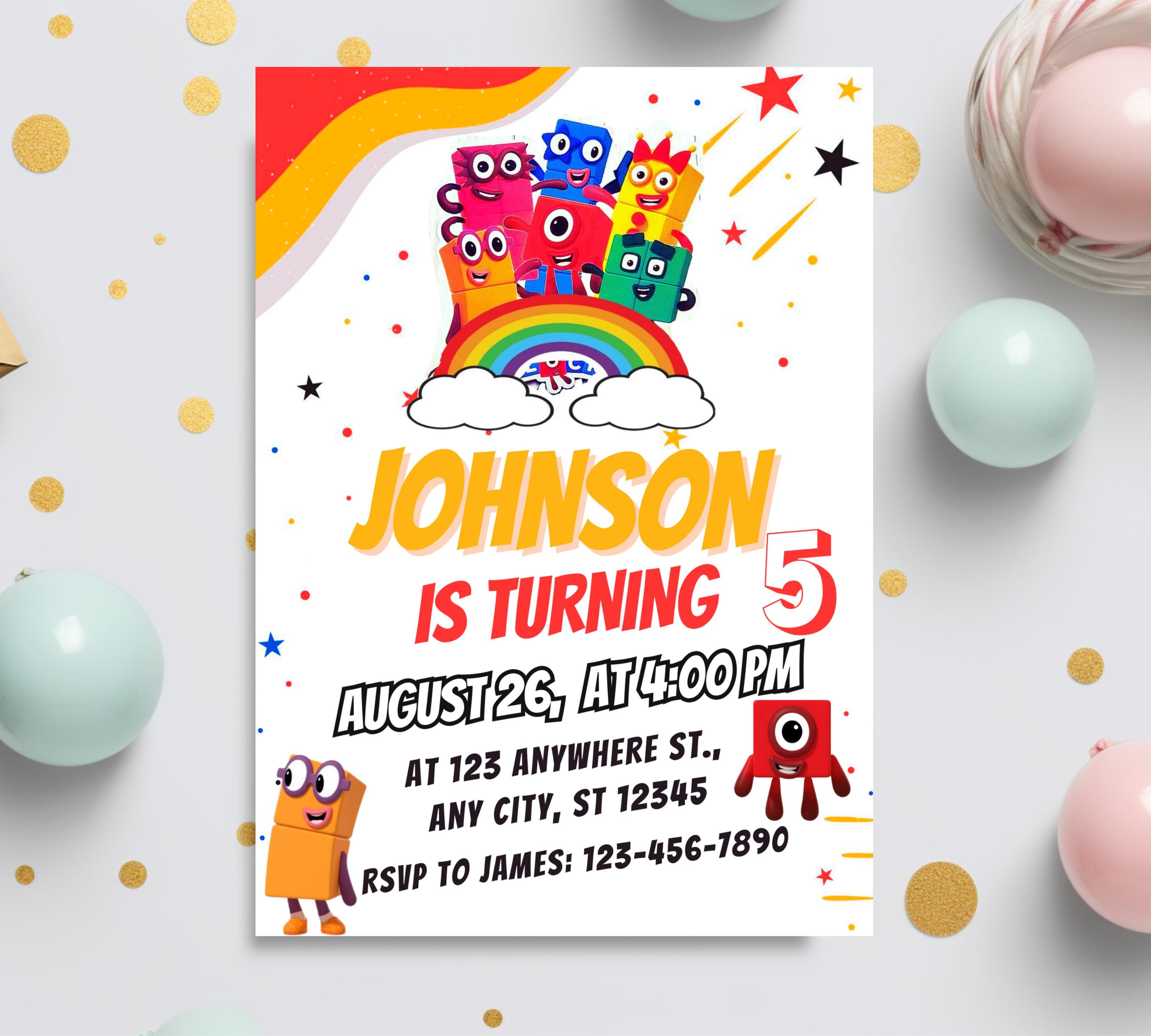 Numberblocks Birthday Invitation, Number Blocks Kids Party Invitation ...