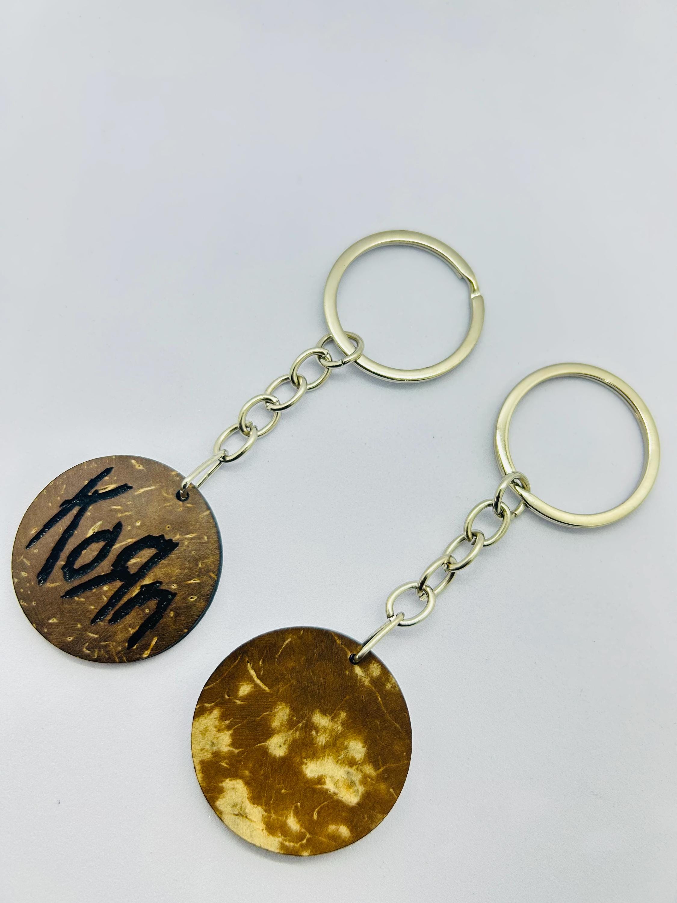 Korn Metal Band Engraved Coconut Shell Keyring - Keychain Handcrafted ...