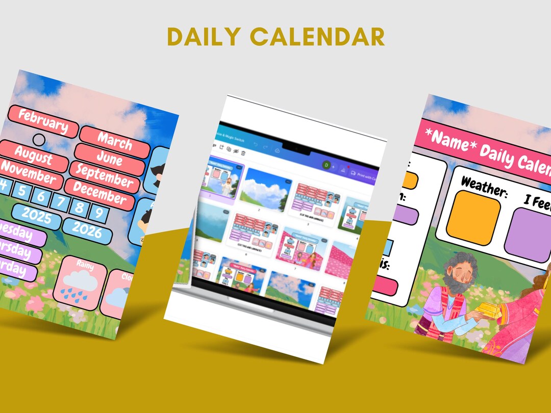 Daily Calendar Worksheet Template - Etsy