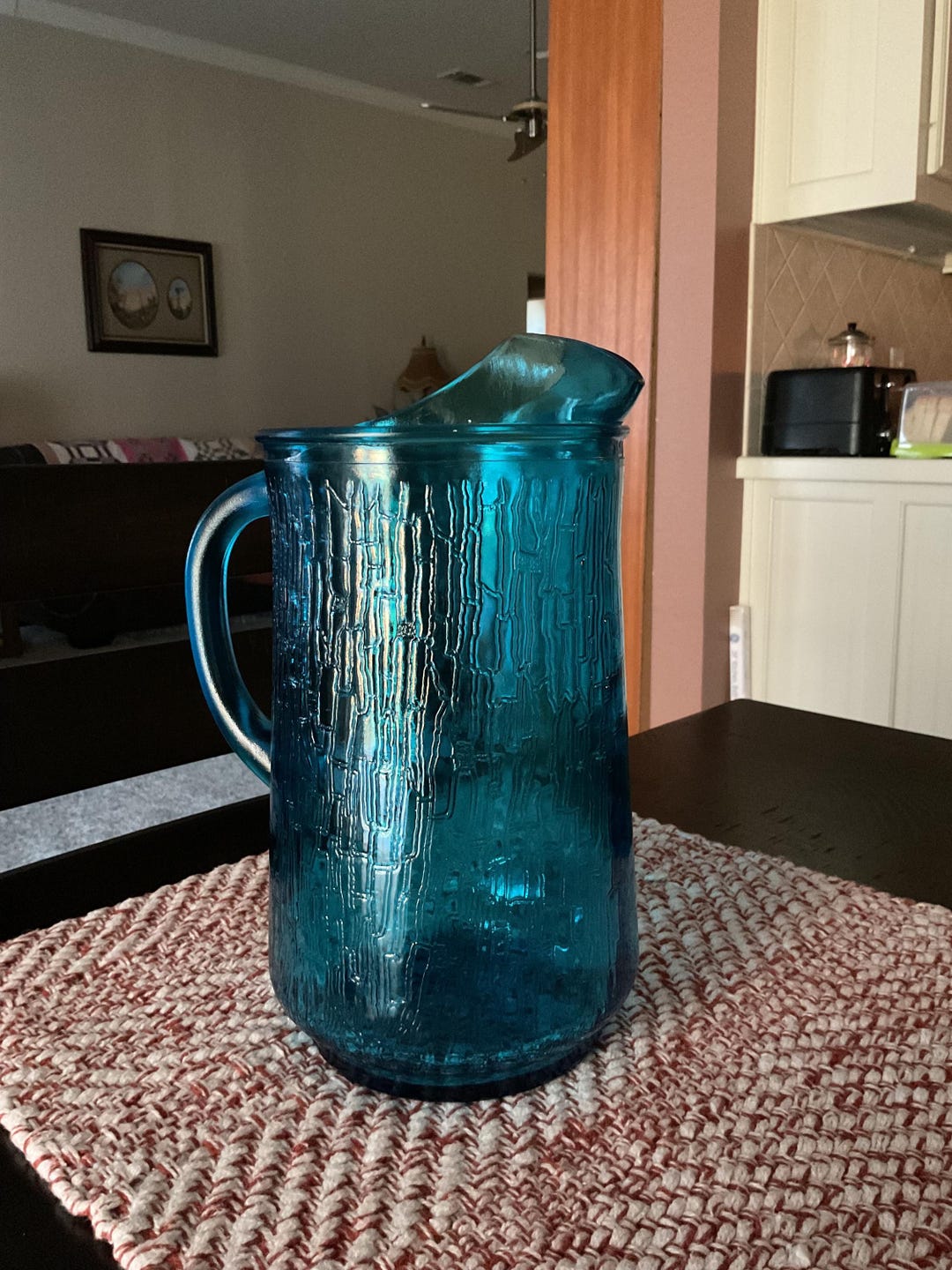 Vintage Laser Blue Pitcher, Pagoda by Anchor Hocking - Etsy