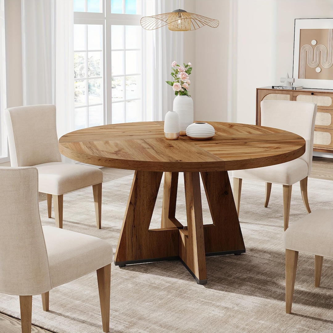 Rustic Farmhouse 47-inch Round Dining Table Countrified Decor Accent ...