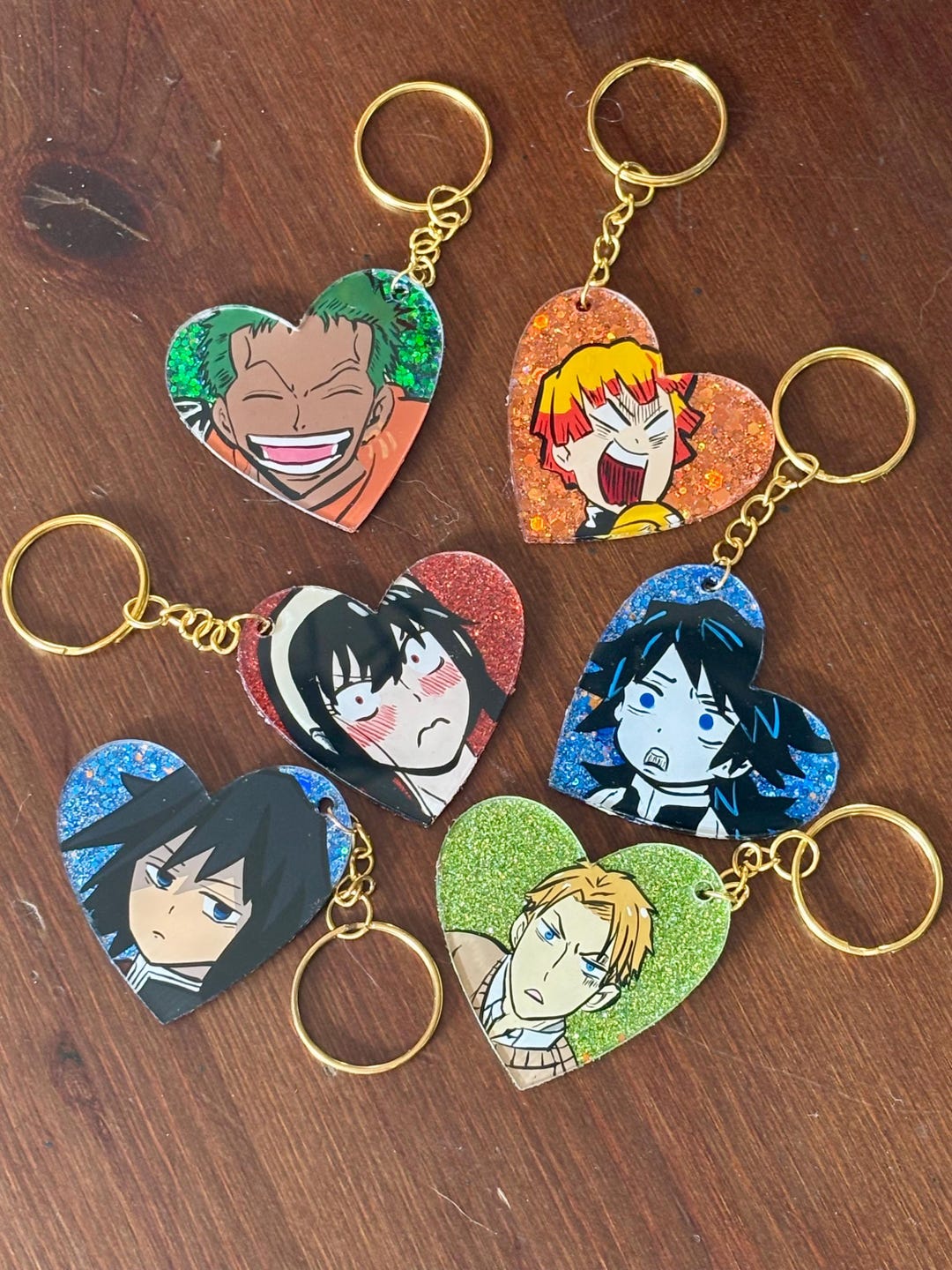 Mini Heart Hand Painted Anime Keychains - Etsy