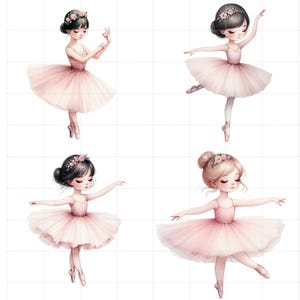 16 Watercolor Pink Ballerina Clipart PNG SVG PDF | Cute Ballet Girl ...