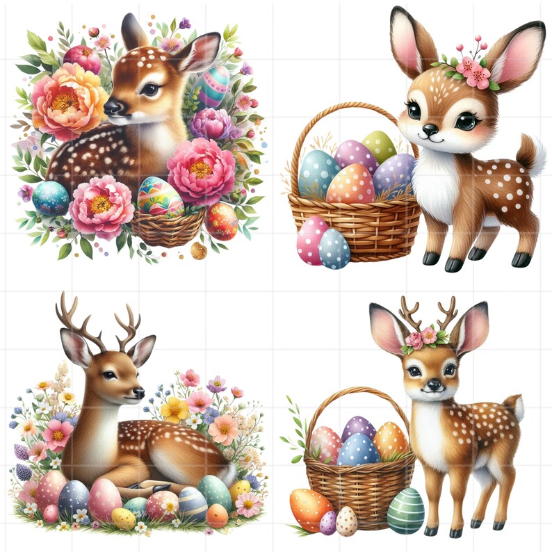 19 Watercolor Easter Deer Clipart | High-res PNG, SVG, PDF - Etsy