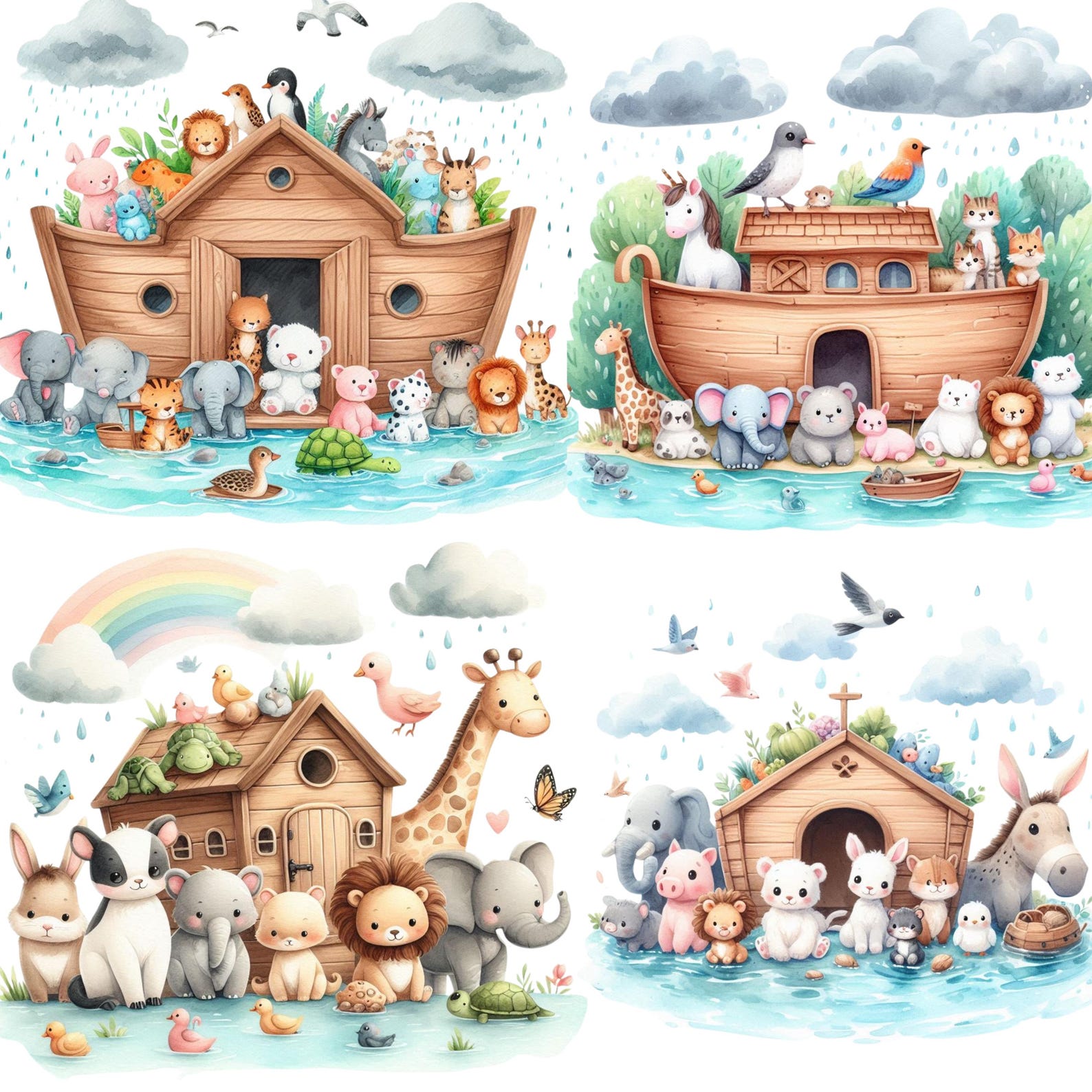 25 Watercolor Noah's Ark Clipart, Watercolor Noah's Ark, Baby Nursery ...