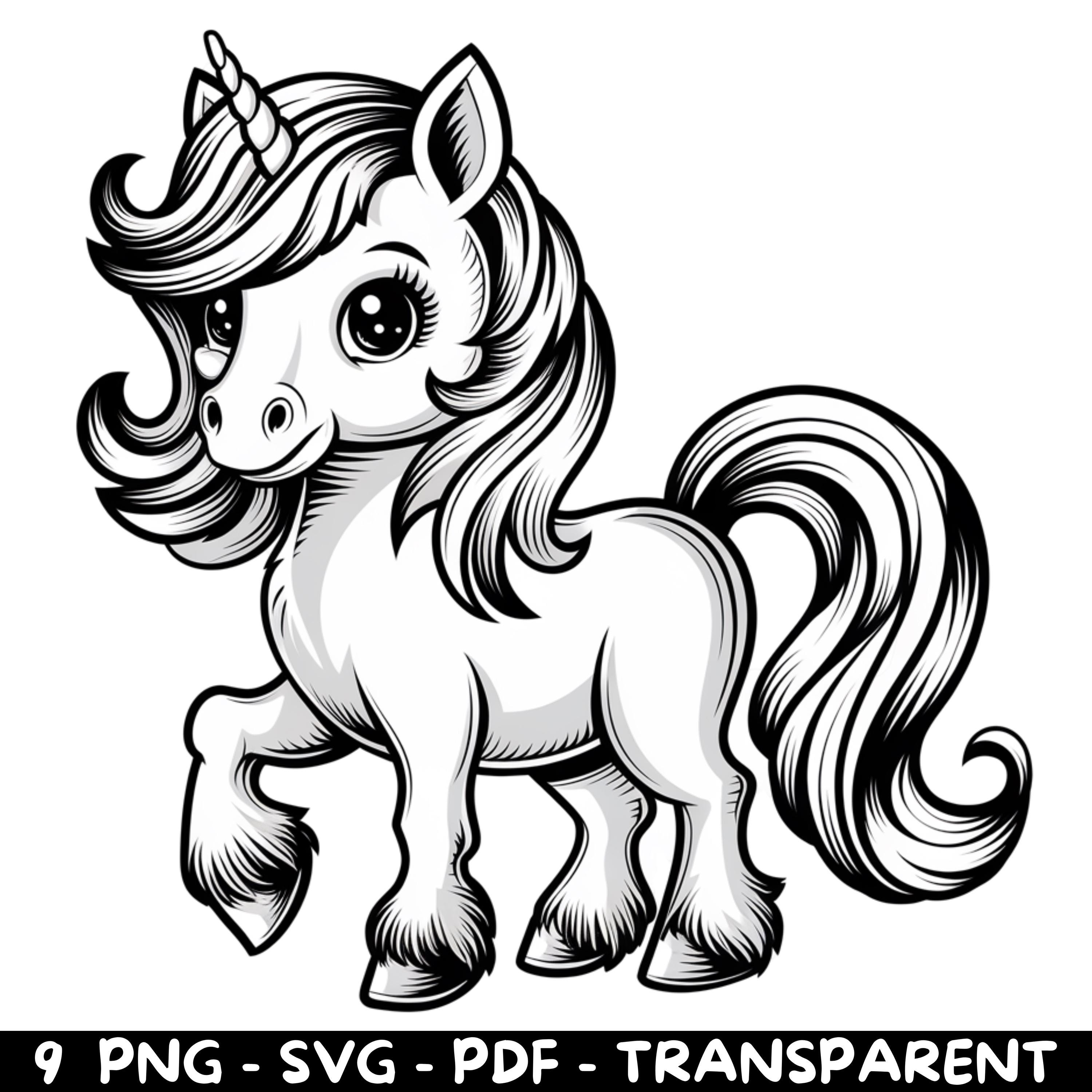 9 Black and White Unicorn Clipart - High Resolution Vector - PNG, SVG ...