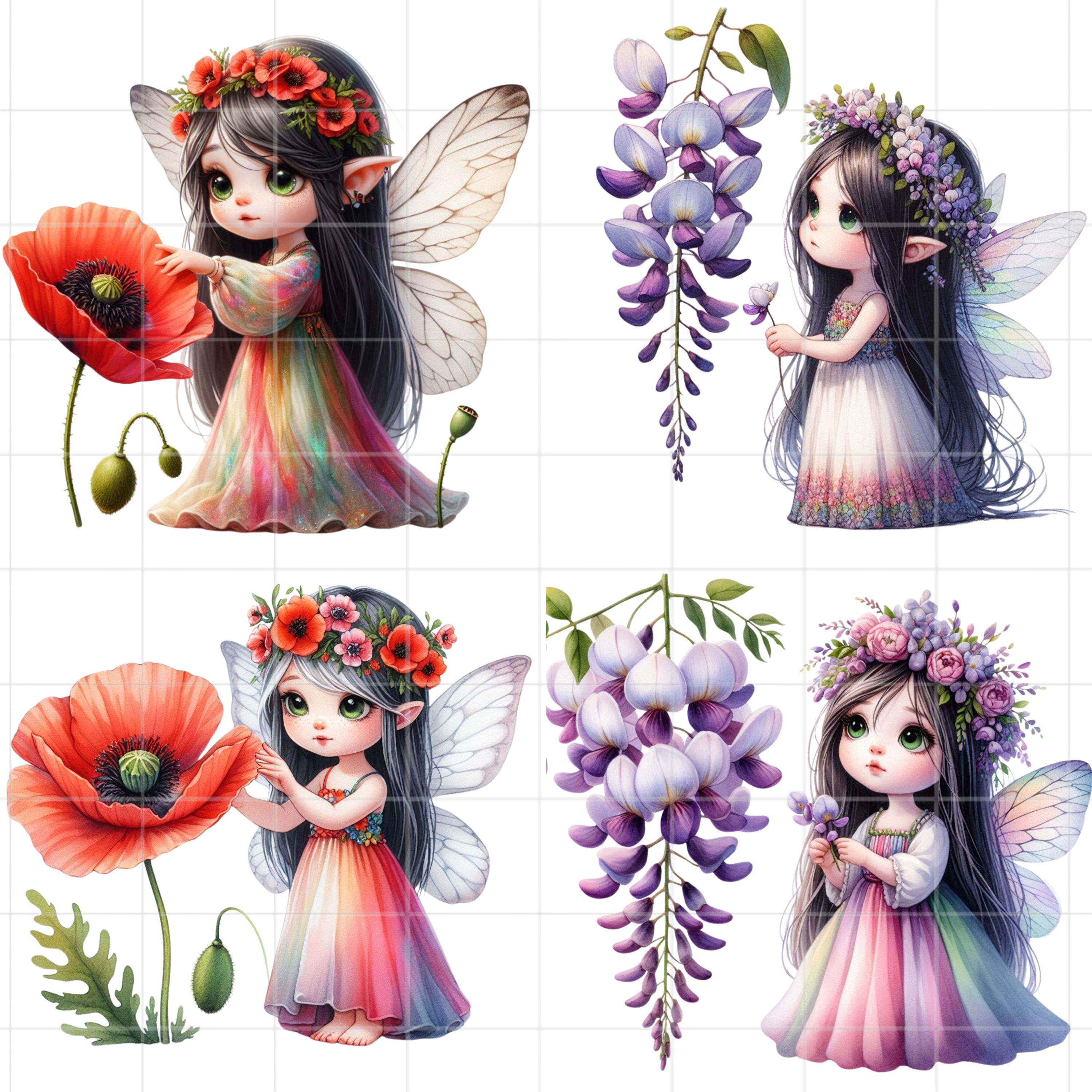 30 Watercolor Flower Fairies Clipart | Fairy PNG | Transparent ...