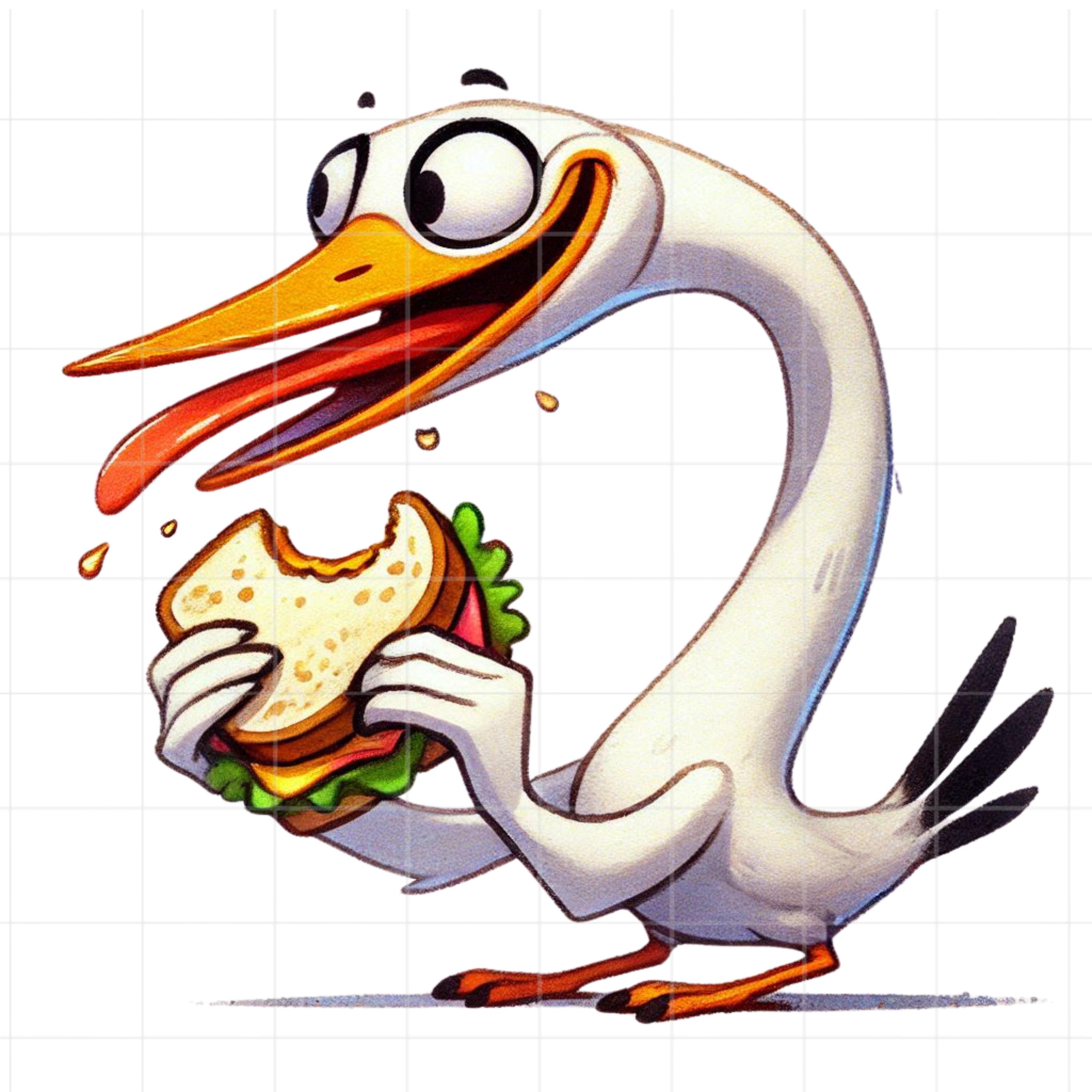 24 Watercolor Funny Long-neck Cartoon Seagull Pngs, 5000x5000 Pixels ...