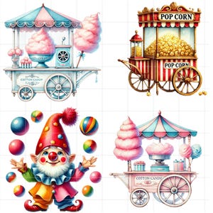 47 Watercolor Circus Clipart With Gnomes and Animals, Transparent ...