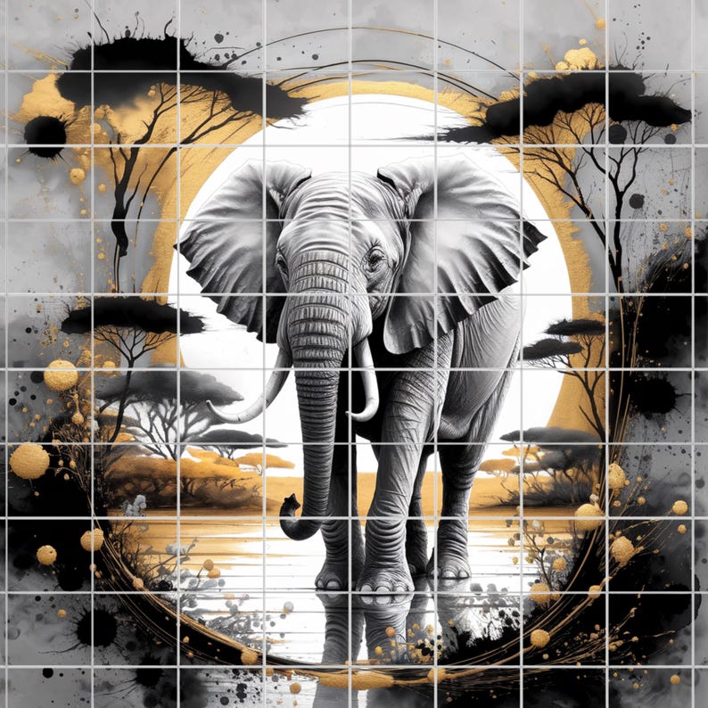 12 Watercolor Abstract Elephant Art PNG, Watercolor & Ink Painting ...