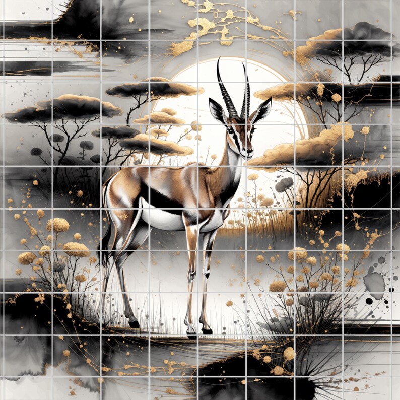 16 Watercolor Gazelle Art PNG, Watercolor & Ink Painting, Hyper ...