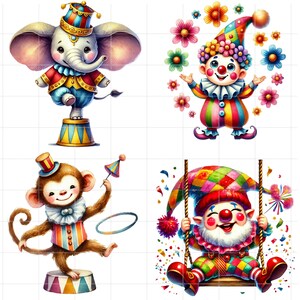 47 Watercolor Circus Clipart With Gnomes and Animals, Transparent ...