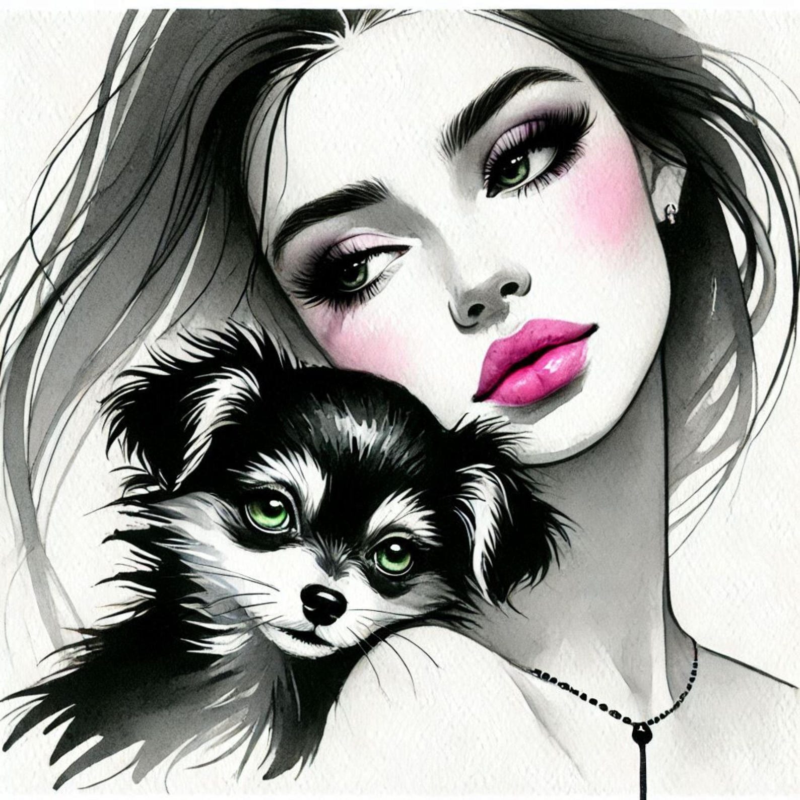 19 Watercolor Woman With Dog PNG, 4000x4000 Pixels, Watercolor Dog, Dog ...