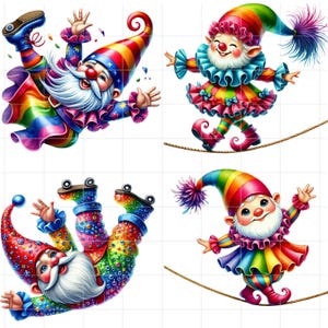 47 Watercolor Circus Clipart With Gnomes and Animals, Transparent ...