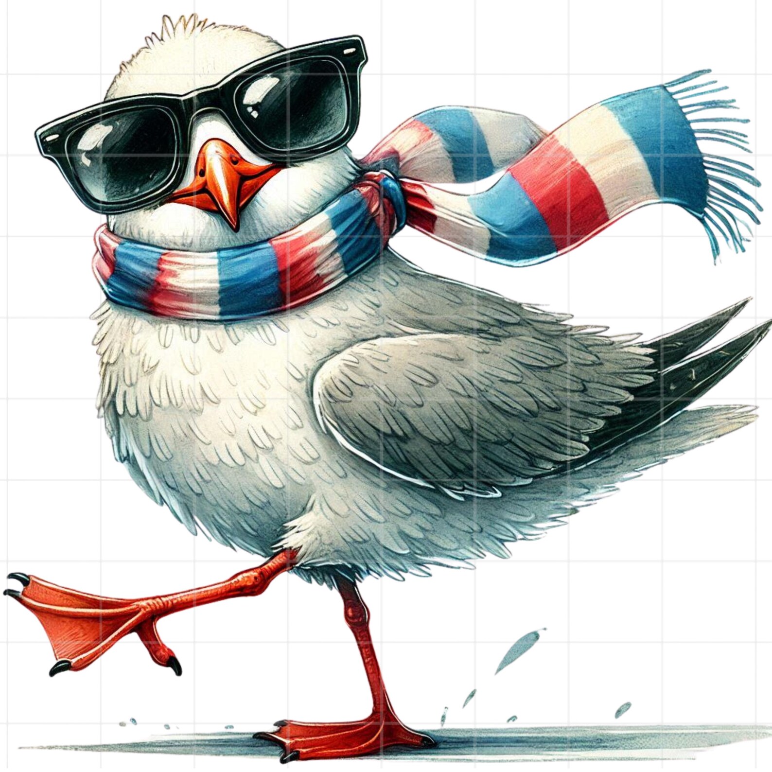 24 Watercolor Funny Long-neck Cartoon Seagull Pngs, 5000x5000 Pixels ...