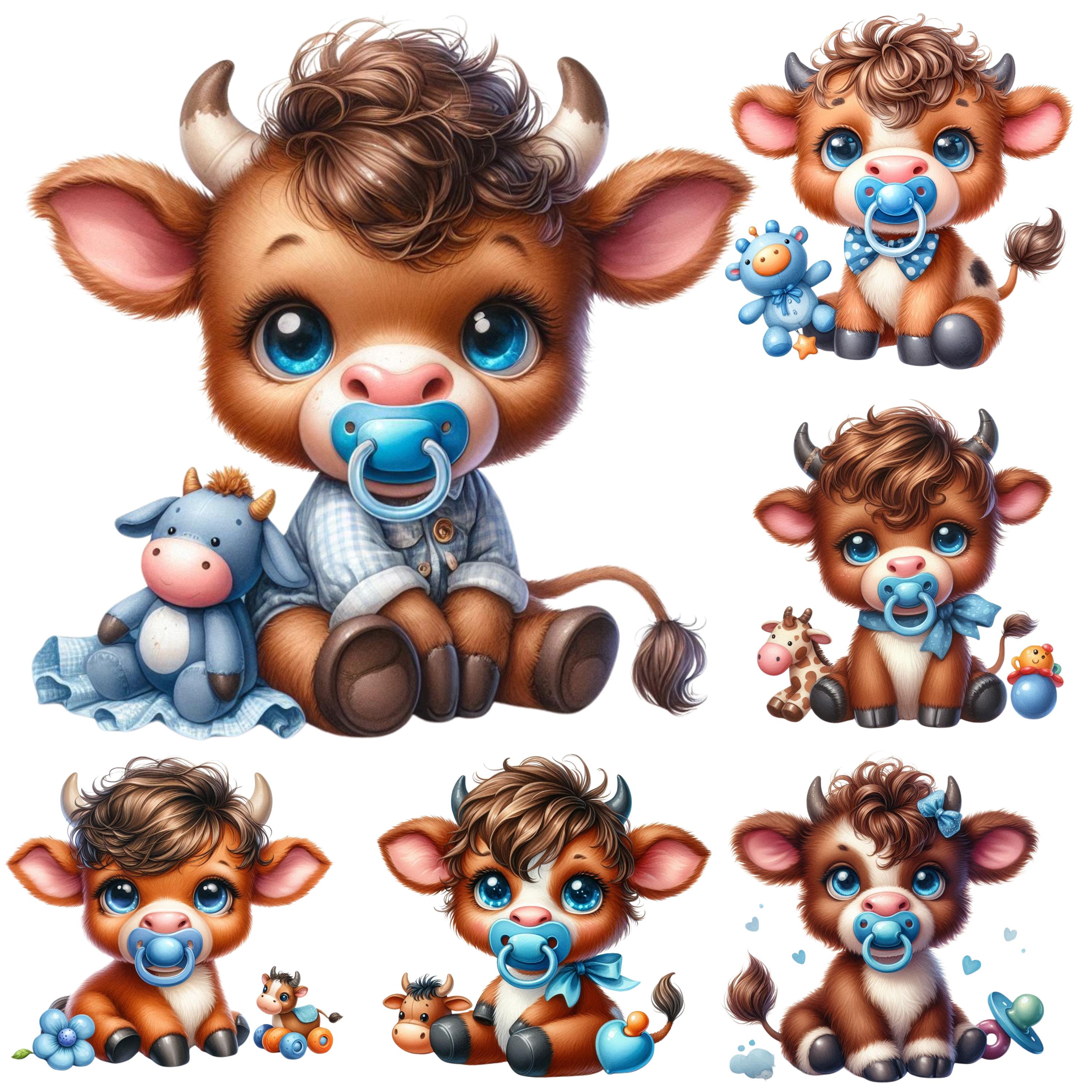 14 Baby Boy Cow With Pacifier Illustrations, High-resolution PNG Files ...