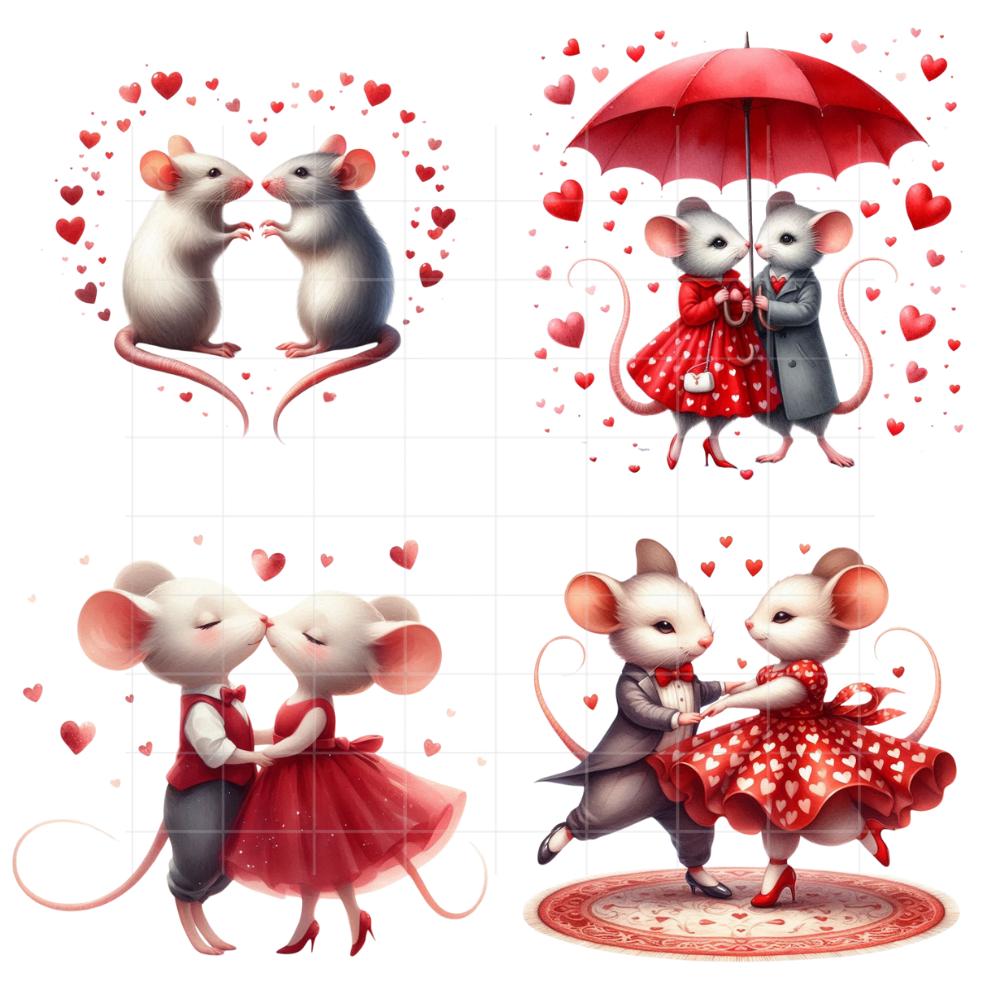 47 Watercolor Valentine Mice Transparent Background, Valentine Mouse ...