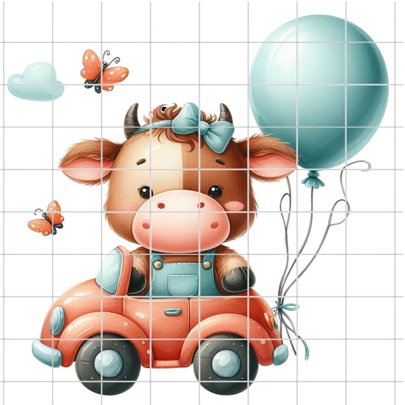 23 Watercolor Baby Boy Cow Clipart, Cute Cow Nursery Decor, Baby Shower ...