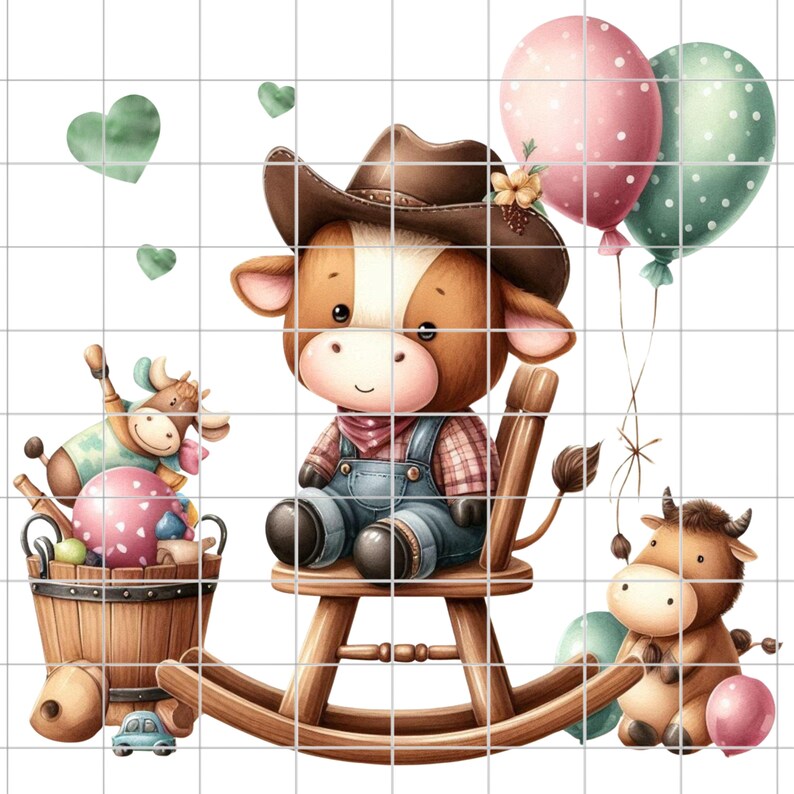 23 Watercolor Baby Boy Cow Clipart, Cute Cow Nursery Decor, Baby Shower ...