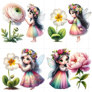 30 Watercolor Flower Fairies Clipart | Fairy PNG | Transparent ...