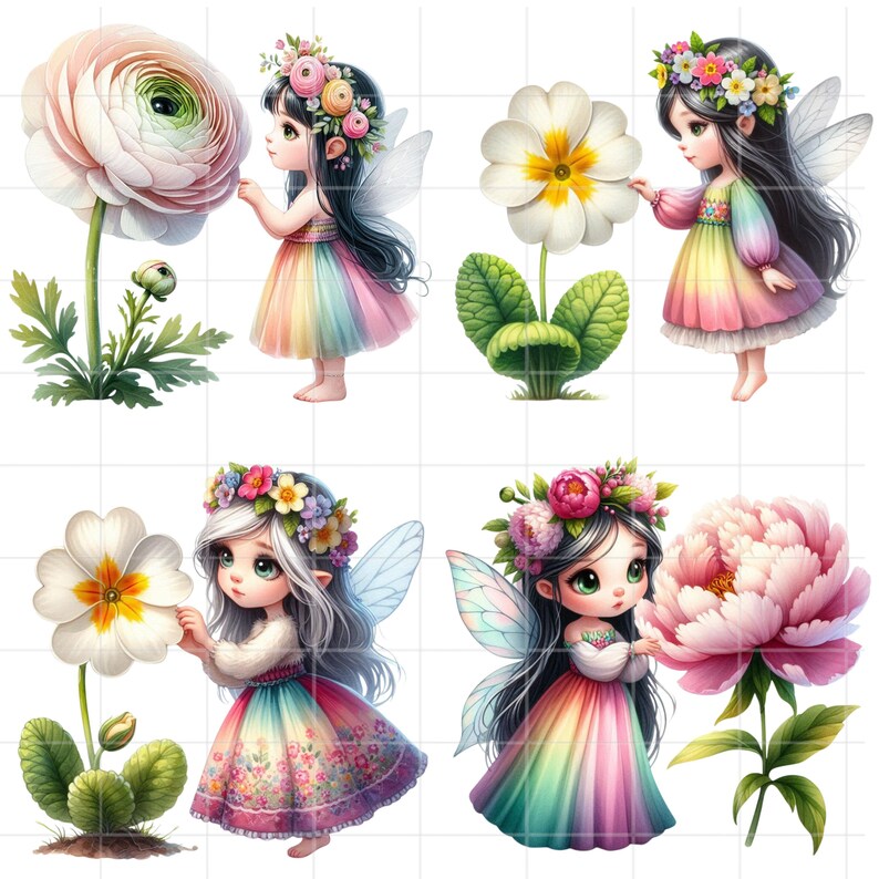 30 Watercolor Flower Fairies Clipart | Fairy PNG | Transparent ...