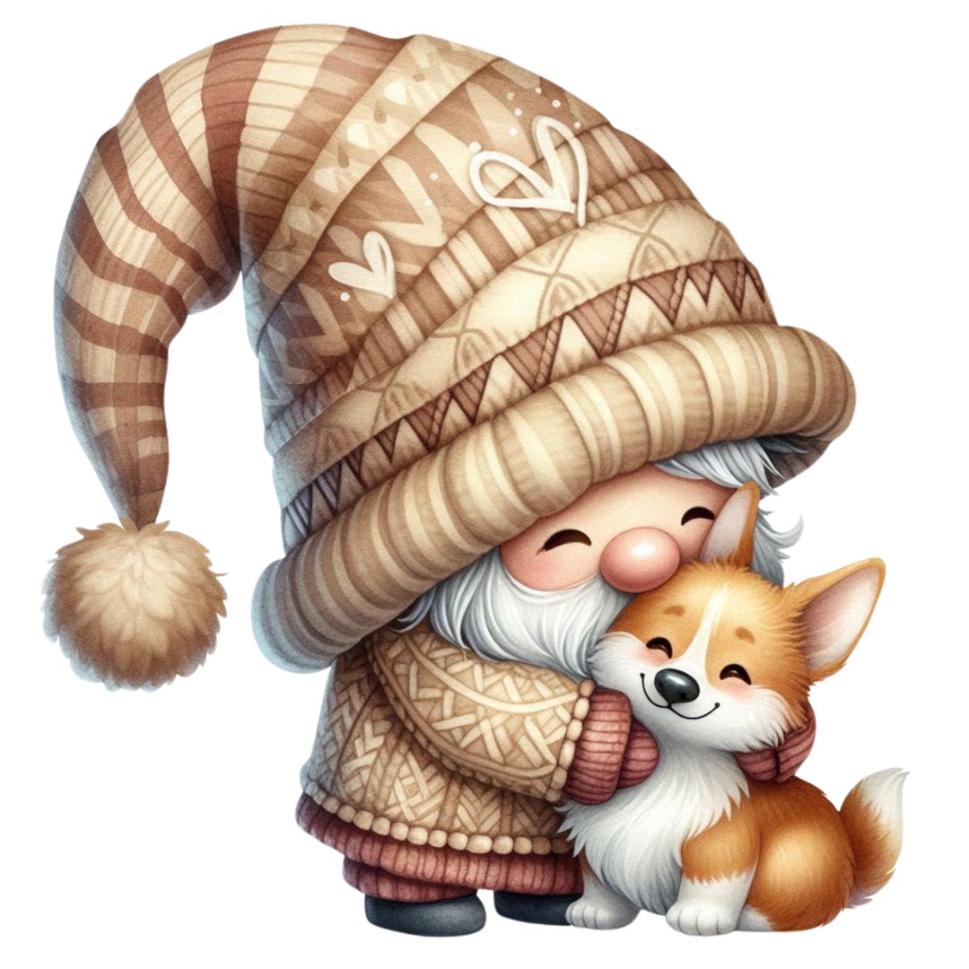 16 Watercolor Gnome With Welsh Corgi Dog Clipart, PNG Transparent ...