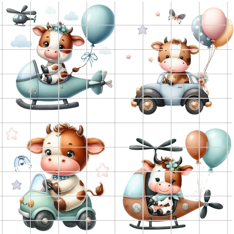 23 Watercolor Baby Boy Cow Clipart, Cute Cow Nursery Decor, Baby Shower ...