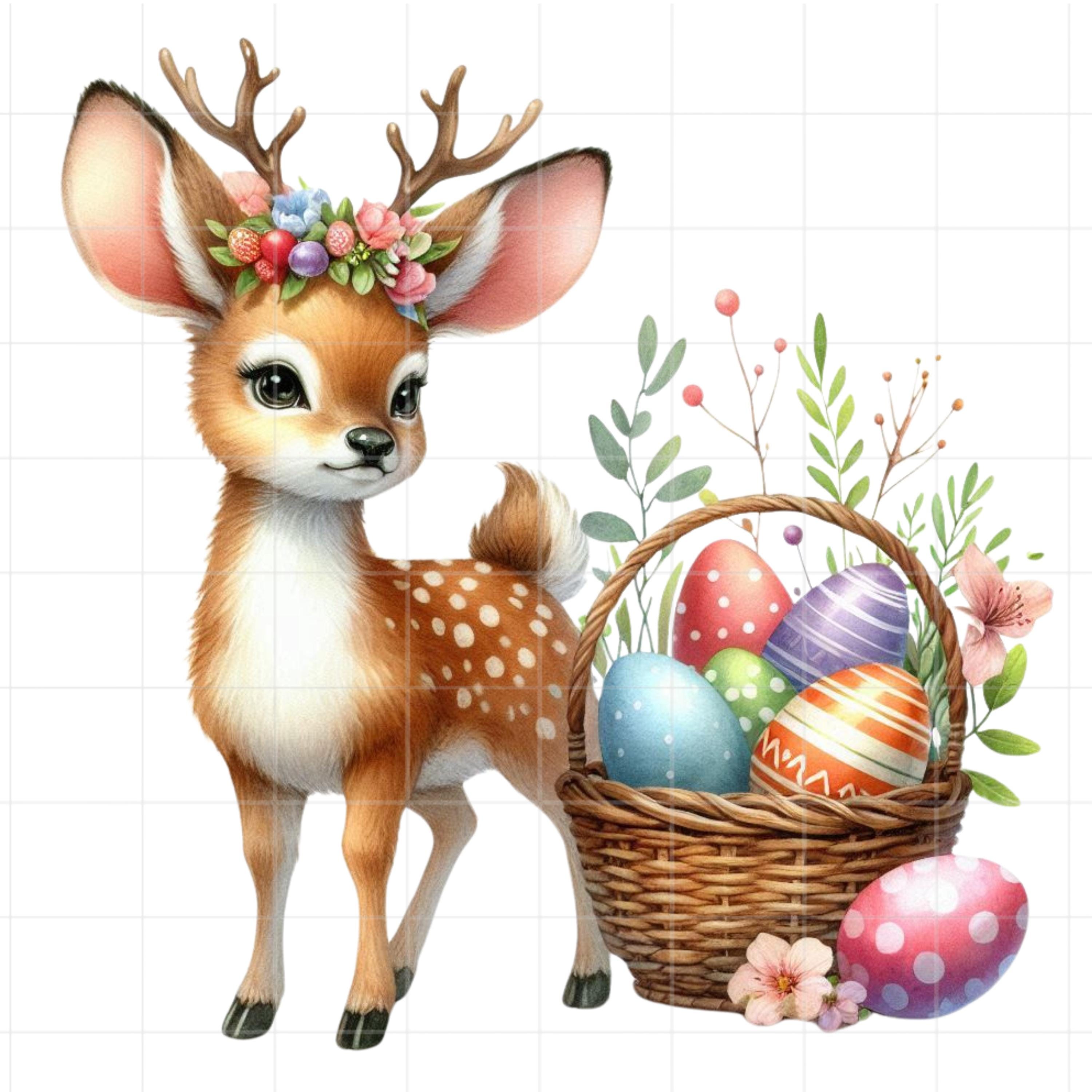19 Watercolor Easter Deer Clipart | High-res PNG, SVG, PDF - Etsy