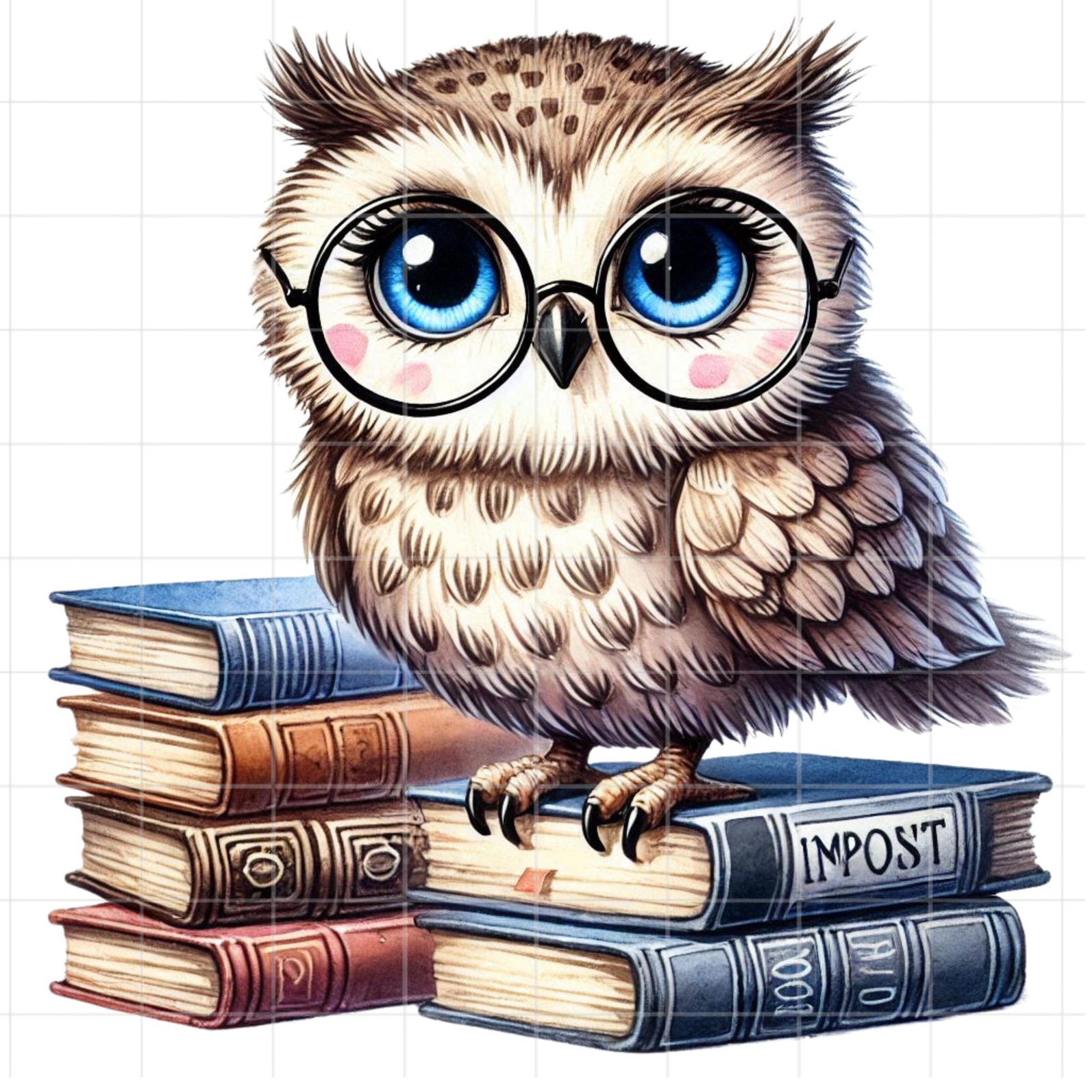 14 Watercolor Owl on Books Clipart, Transparent Background, 4000x4000 ...