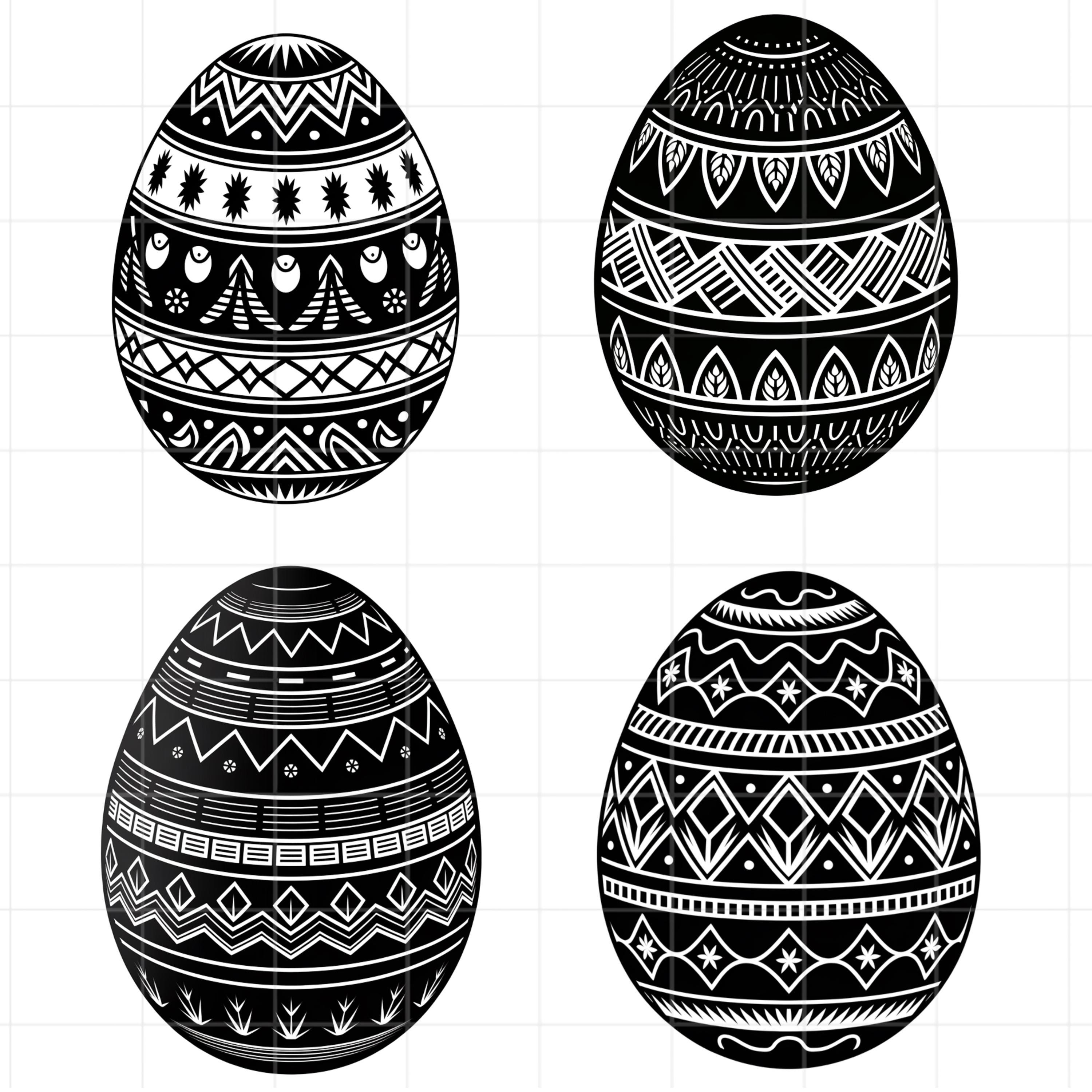 24 Black and White Vector Easter Eggs Clipart | PNG, SVG, PDF | High ...
