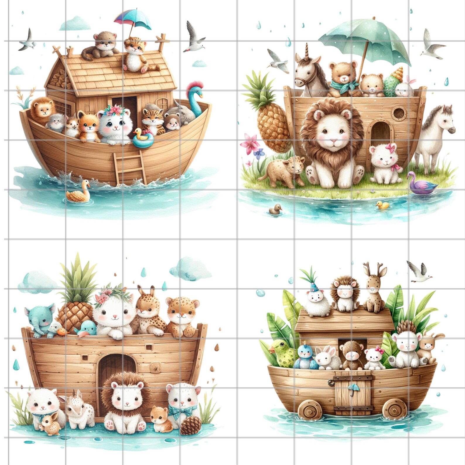 25 Watercolor Noah's Ark Clipart, Watercolor Noah's Ark, Baby Nursery ...