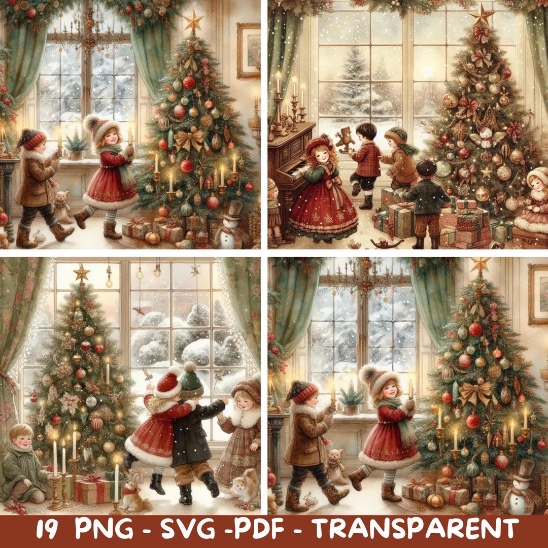 19 Vintage Watercolor Christmas Art Illustrations - Digital Download ...