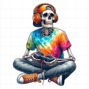 12 Watercolor Skull With Game Controller Clipart, PNG Transparent ...