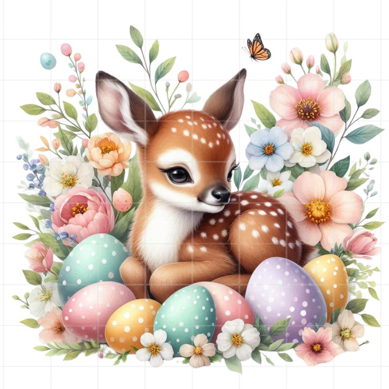 19 Watercolor Easter Deer Clipart | High-res PNG, SVG, PDF - Etsy
