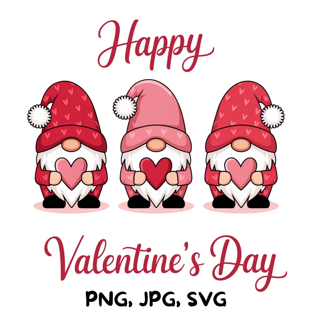 3 Vector Illustrations Valentine's Day Gnomes, 3 Vector Illustrations ...