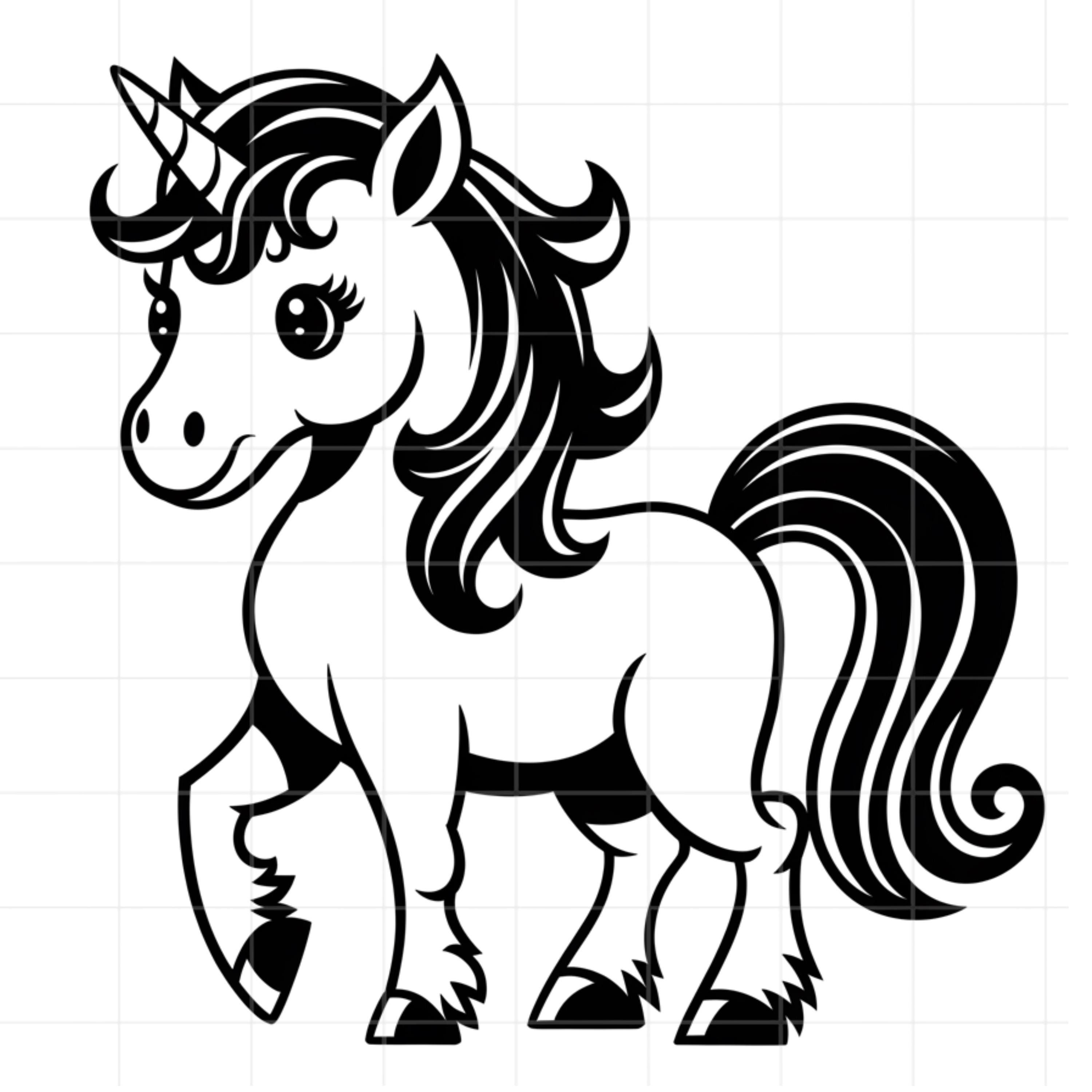9 Black and White Unicorn Clipart - High Resolution Vector - PNG, SVG ...
