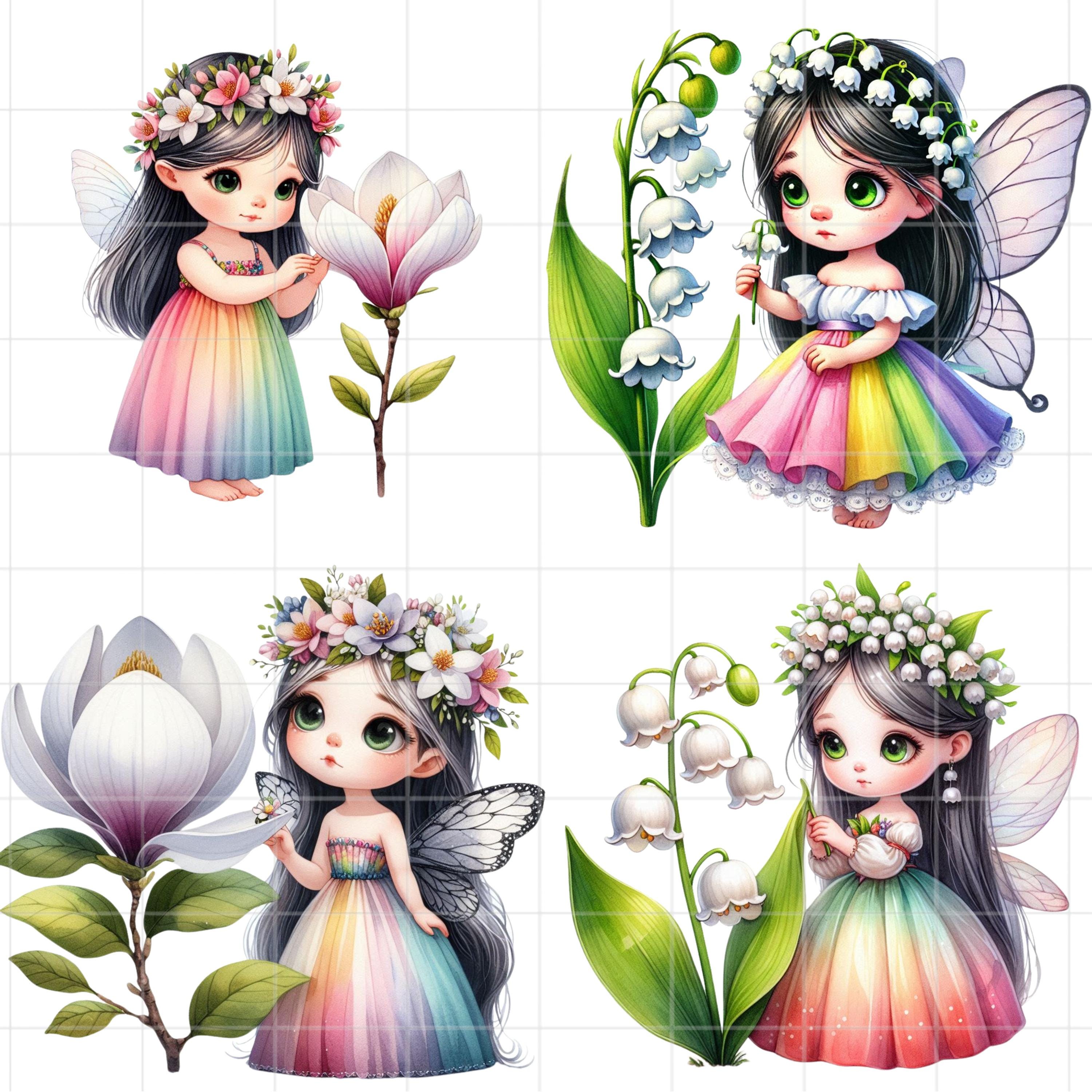 30 Watercolor Flower Fairies Clipart | Fairy PNG | Transparent ...