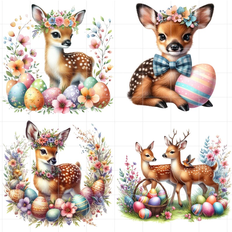 19 Watercolor Easter Deer Clipart | High-res PNG, SVG, PDF - Etsy