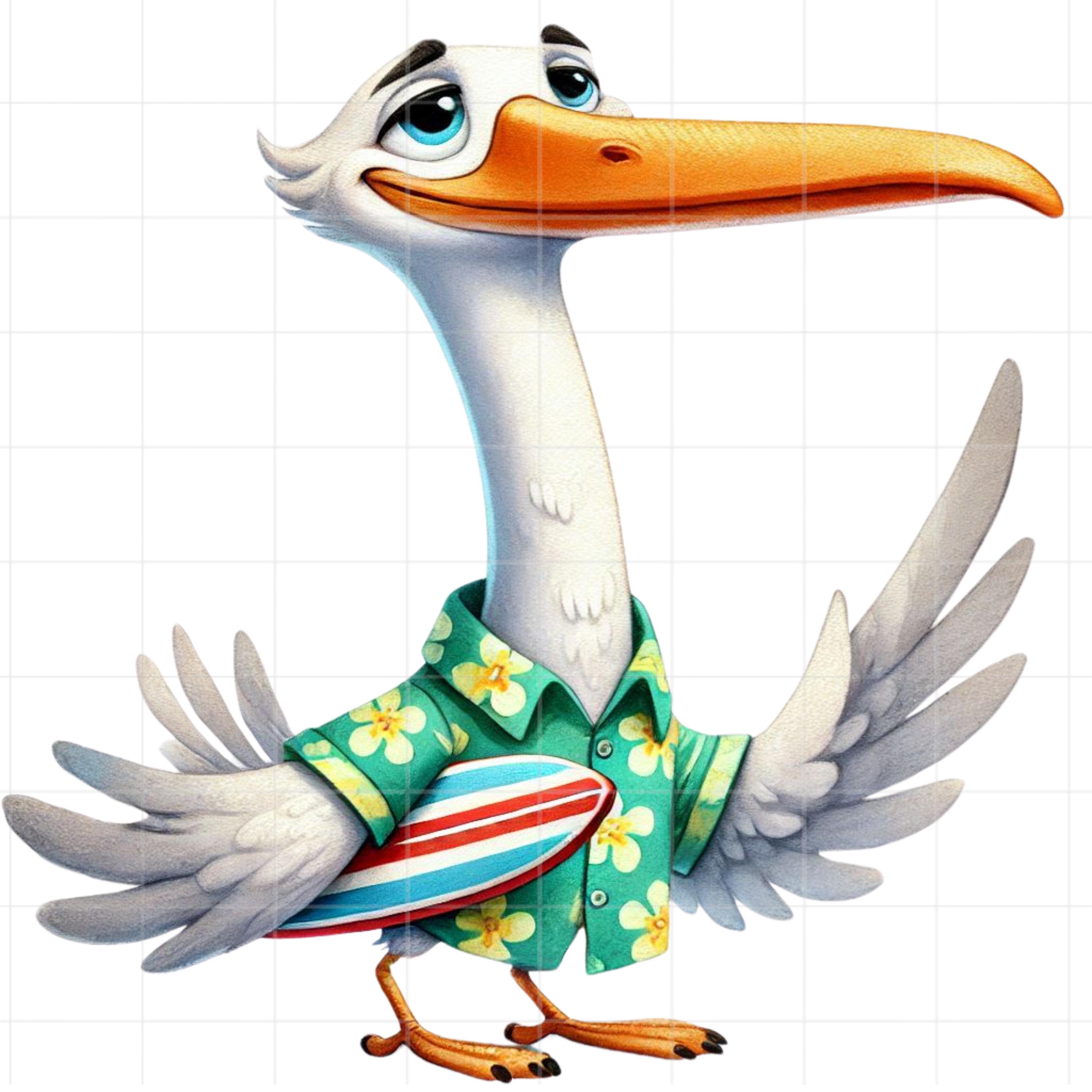 24 Watercolor Funny Long-neck Cartoon Seagull Pngs, 5000x5000 Pixels ...