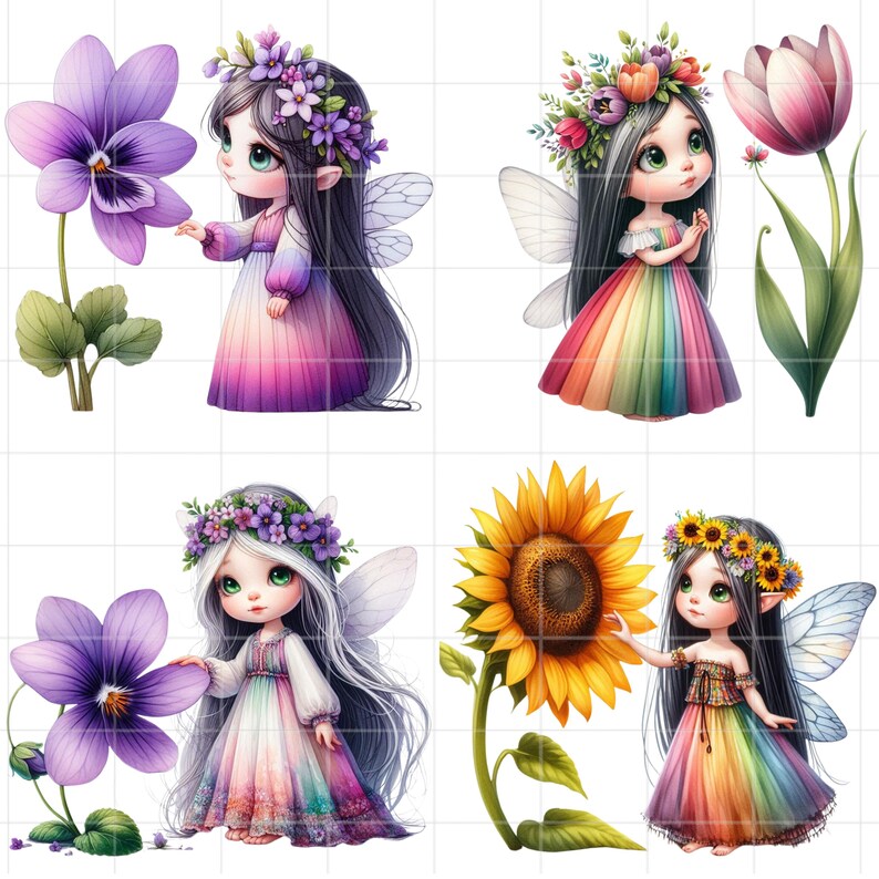 30 Watercolor Flower Fairies Clipart | Fairy PNG | Transparent ...