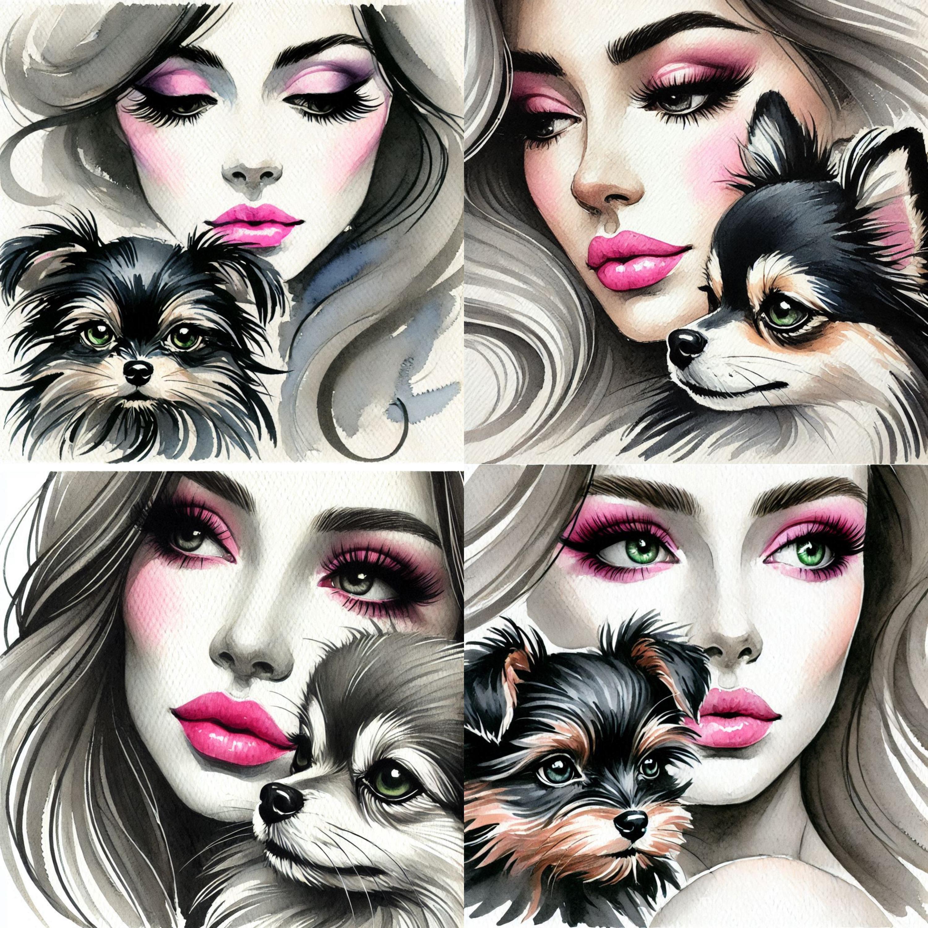 19 Watercolor Woman With Dog PNG, 4000x4000 Pixels, Watercolor Dog, Dog ...
