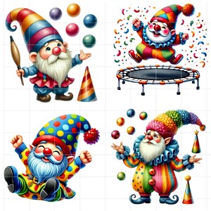 47 Watercolor Circus Clipart With Gnomes and Animals, Transparent ...