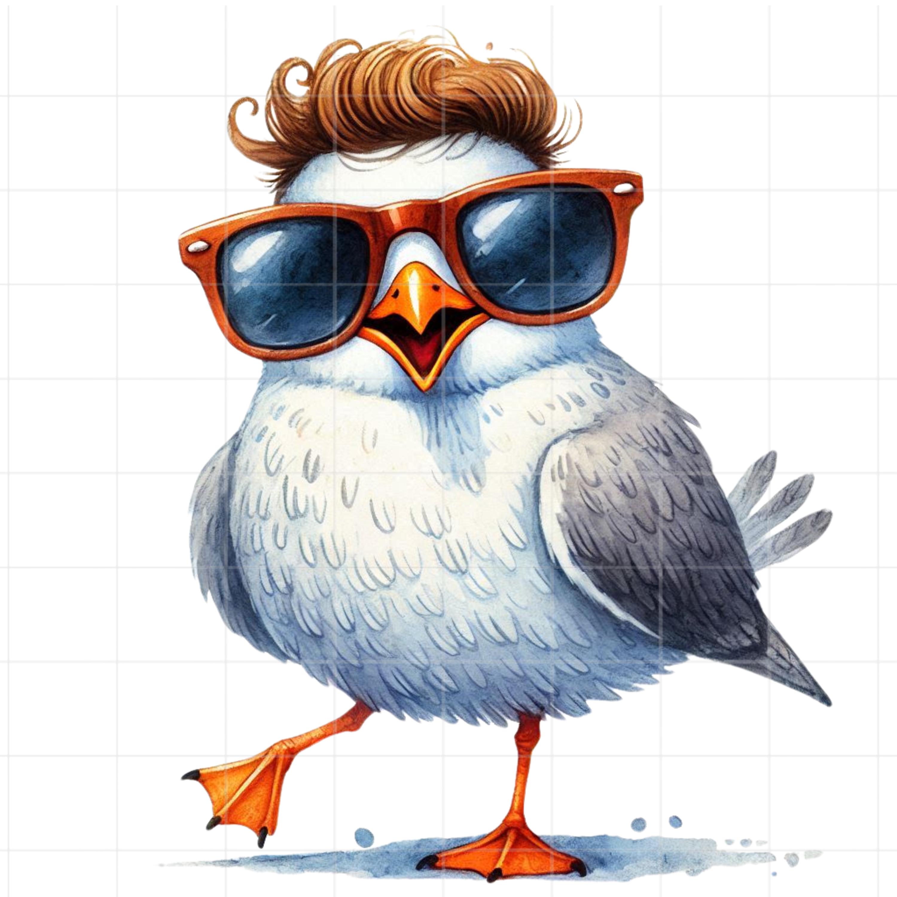 24 Watercolor Funny Long-neck Cartoon Seagull Pngs, 5000x5000 Pixels ...