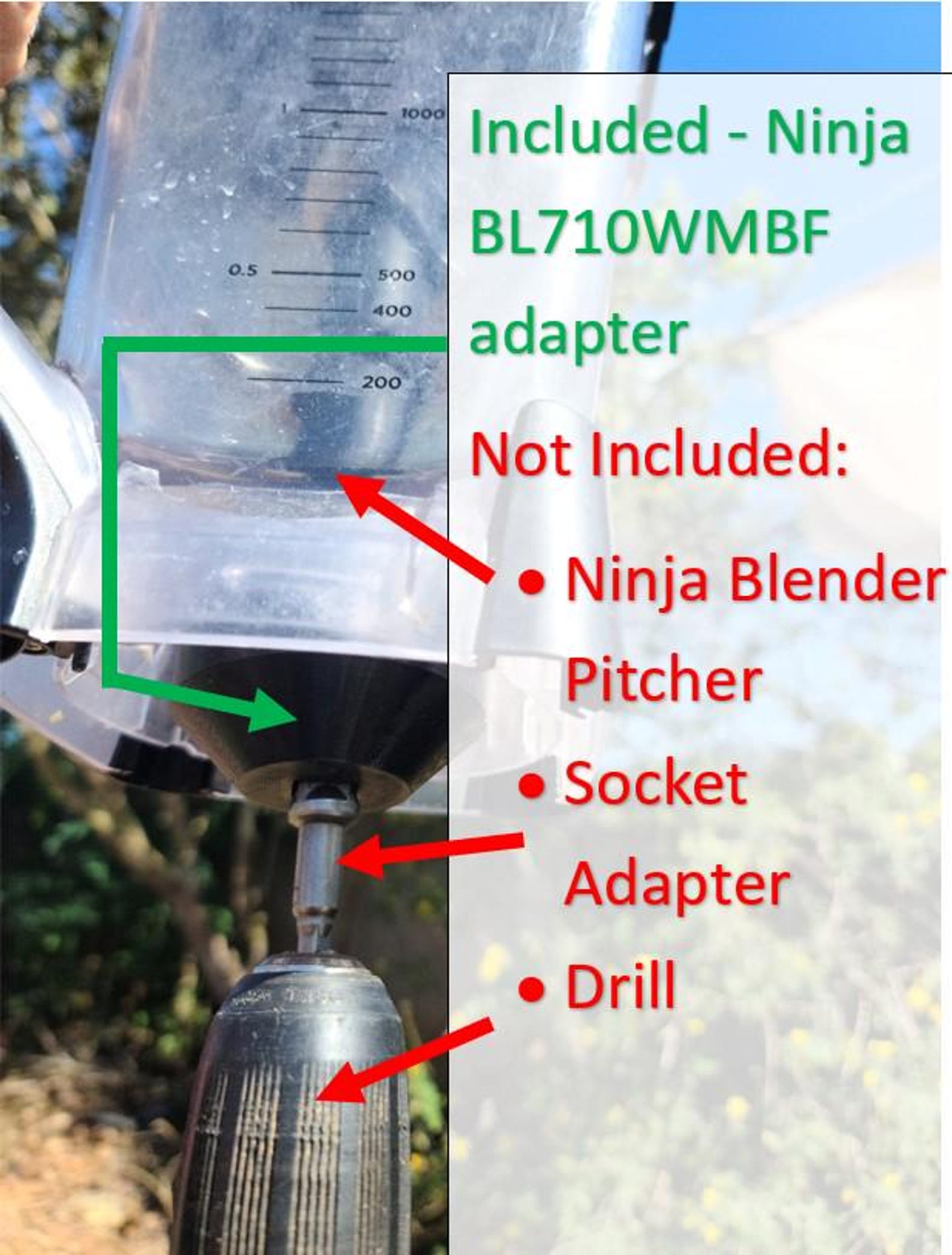 Drill Blender Adapter for Ninja BL710WMBF. Convert Your Ninja Into a ...