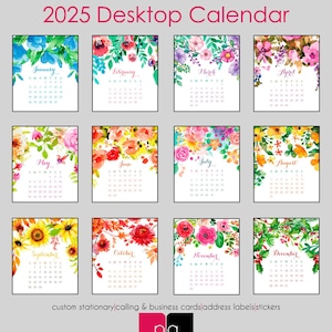 2025 Desk Calendar - Watercolor Floral Designs With Clear Case - Etsy