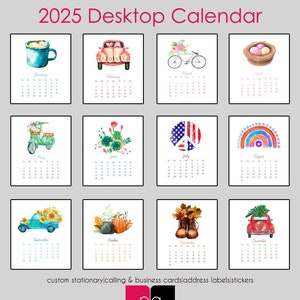 2025 Desk Calendar Watercolor Illustration Designs With Clear Case - Etsy